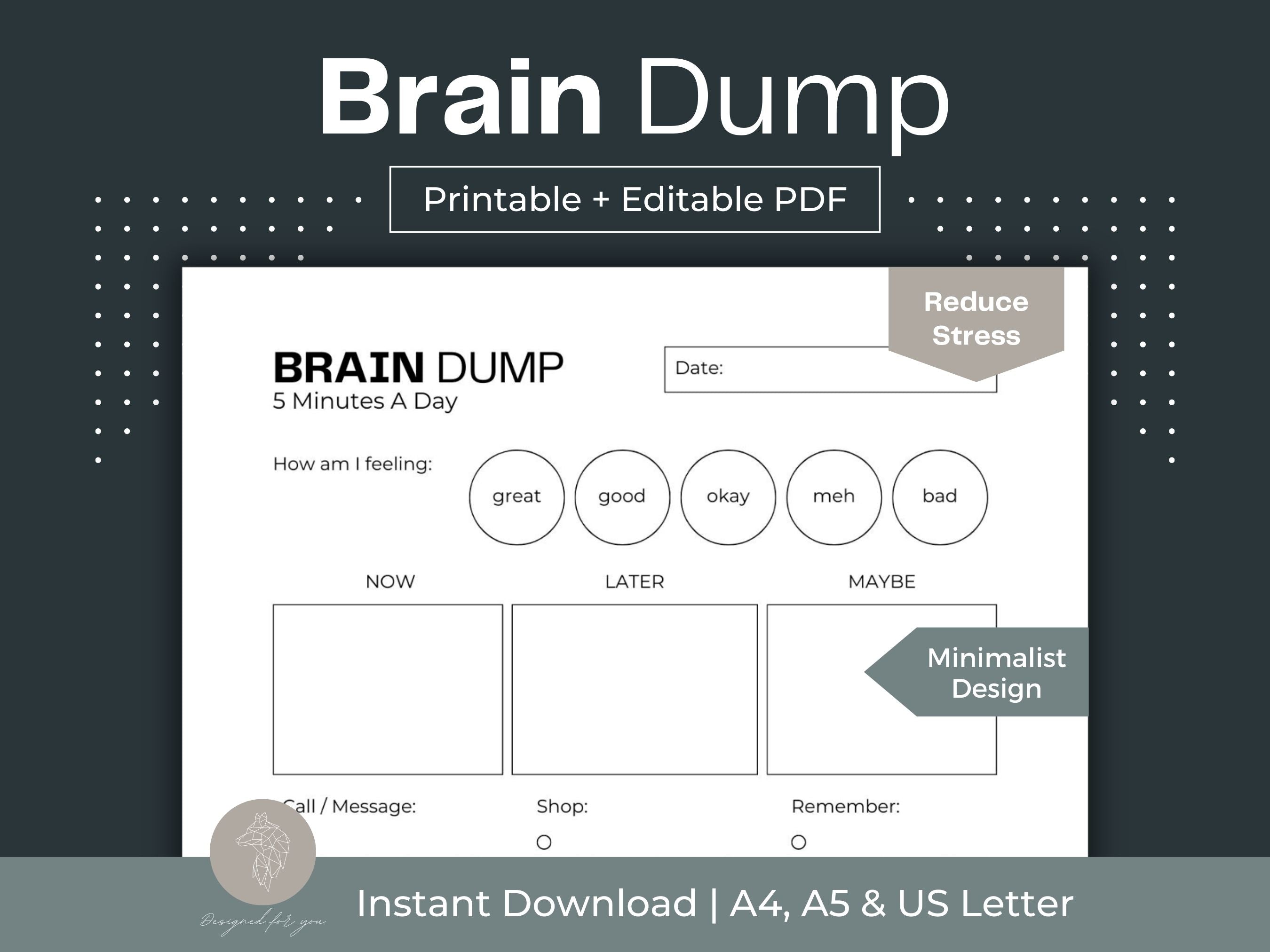 Brain Dump Printable | ADHD Brain Dump | To Do List – Nordic Planning Hub