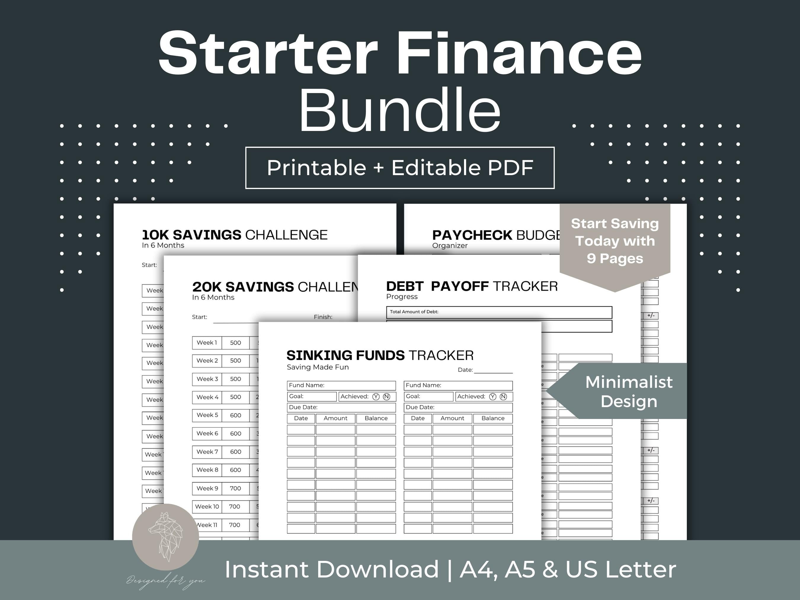 Starter Finance Bundle | Money Savings Challenge | Finance Planner ...