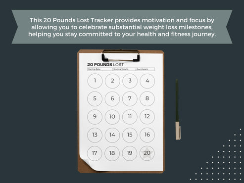 20 Pounds Lost Tracker | Weight Loss Journal | Weight Loss Planner ...