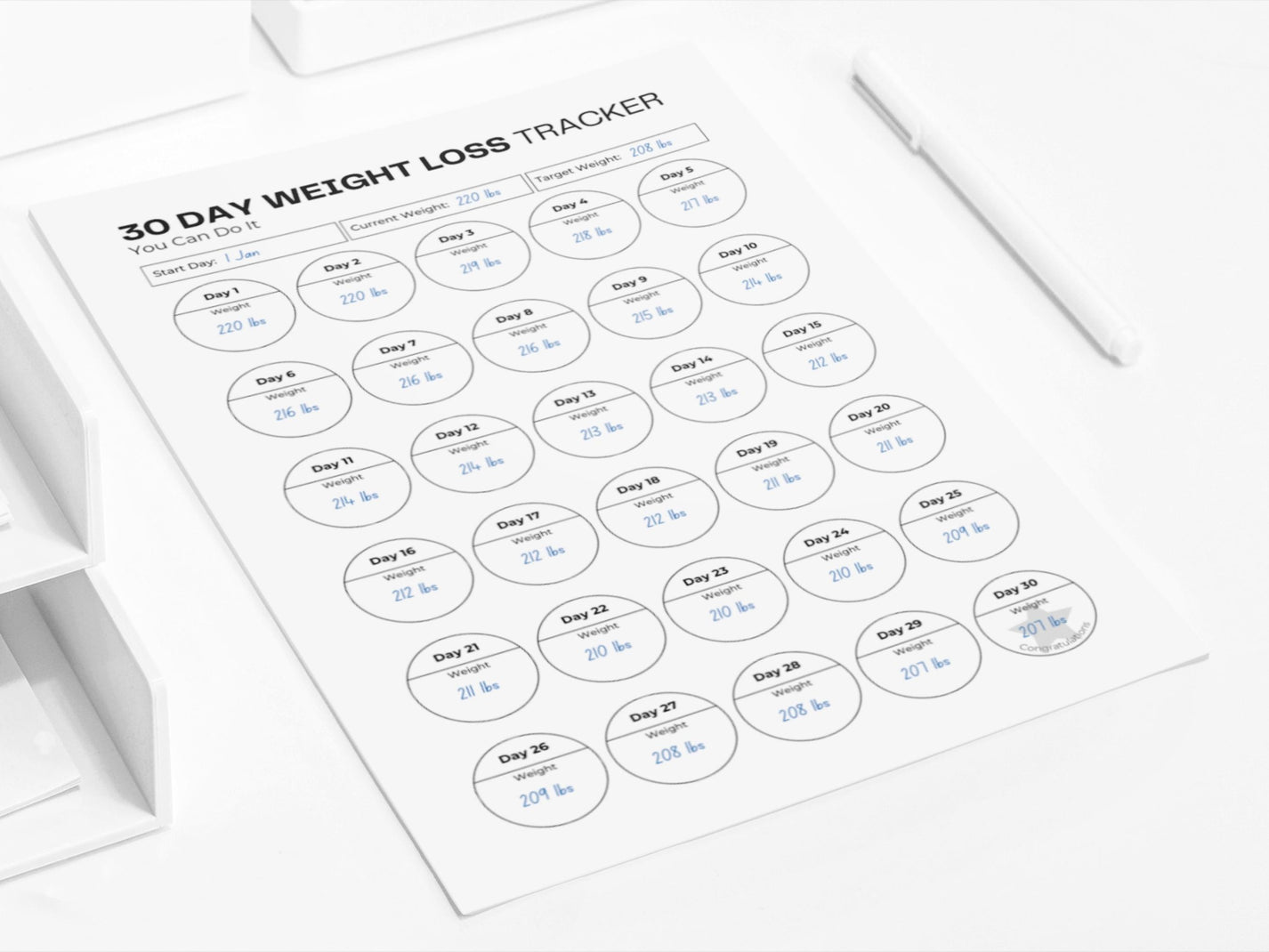 30 Day Weight Loss Tracker | Weight Loss Goal | Losing Weight – Nordic ...