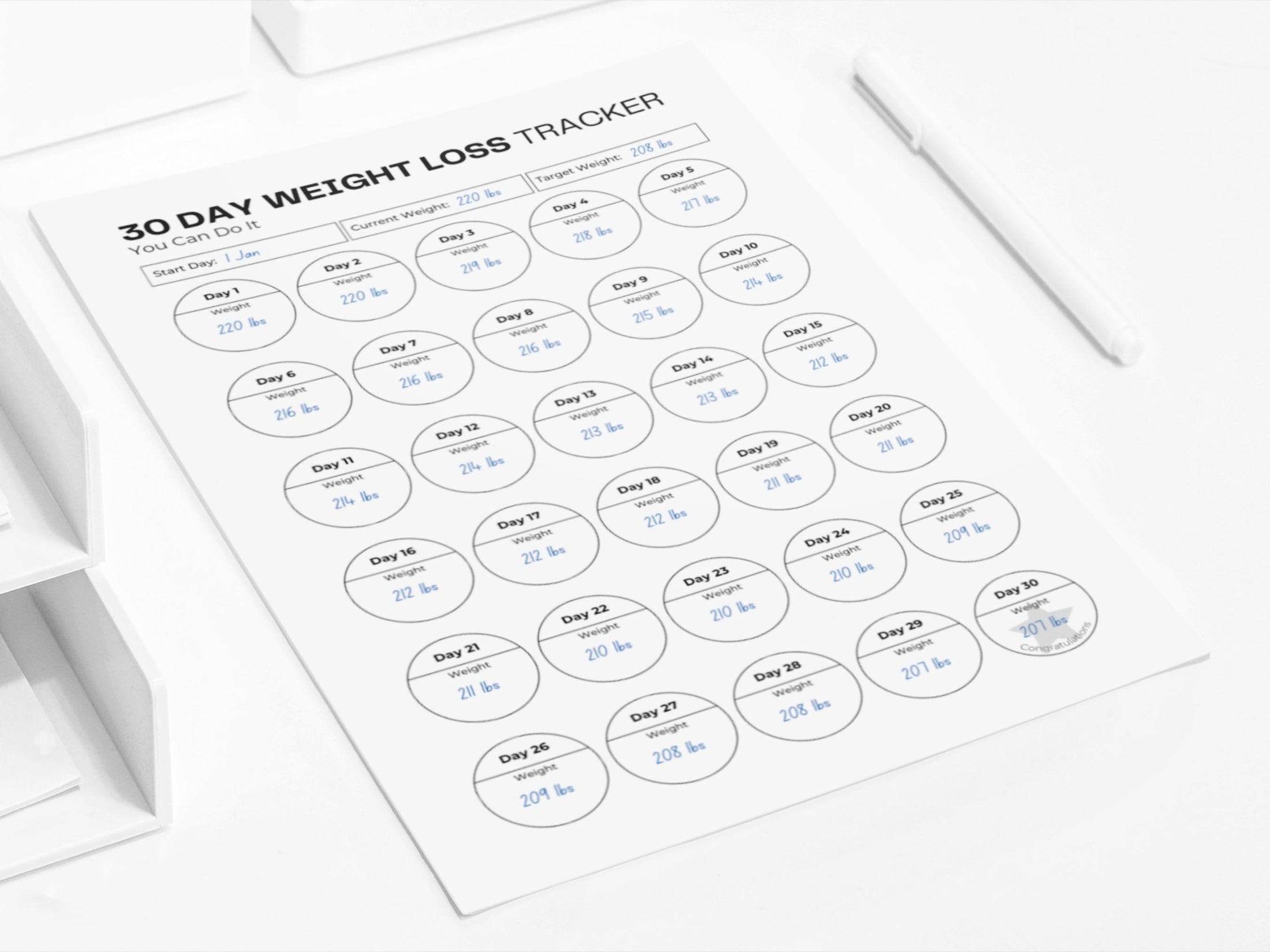 30 Day Weight Loss Tracker | Weight Loss Goal | Losing Weight – Nordic ...