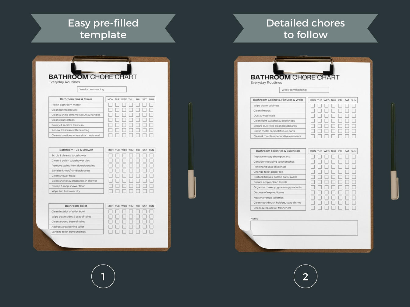 Bathroom Chore Chart | Printable Adult Chore Chart | ADHD Cleaning ...