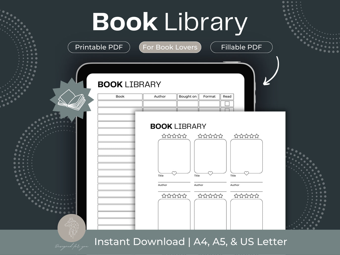 Book Library Template | Reading Journal | Reading Tracker – Nordic ...