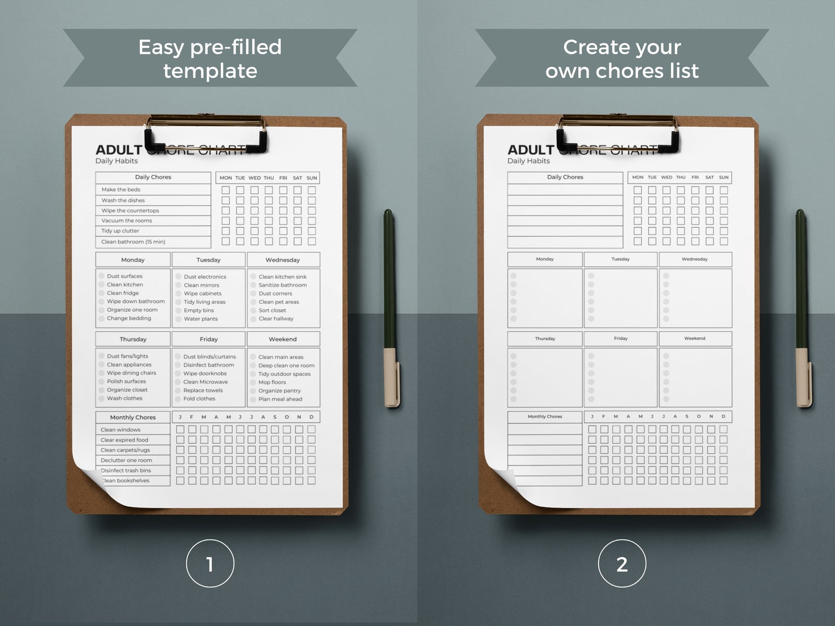 Chore Chart Bundle | Adult Chore Chart | Declutter Checklist – Nordic ...