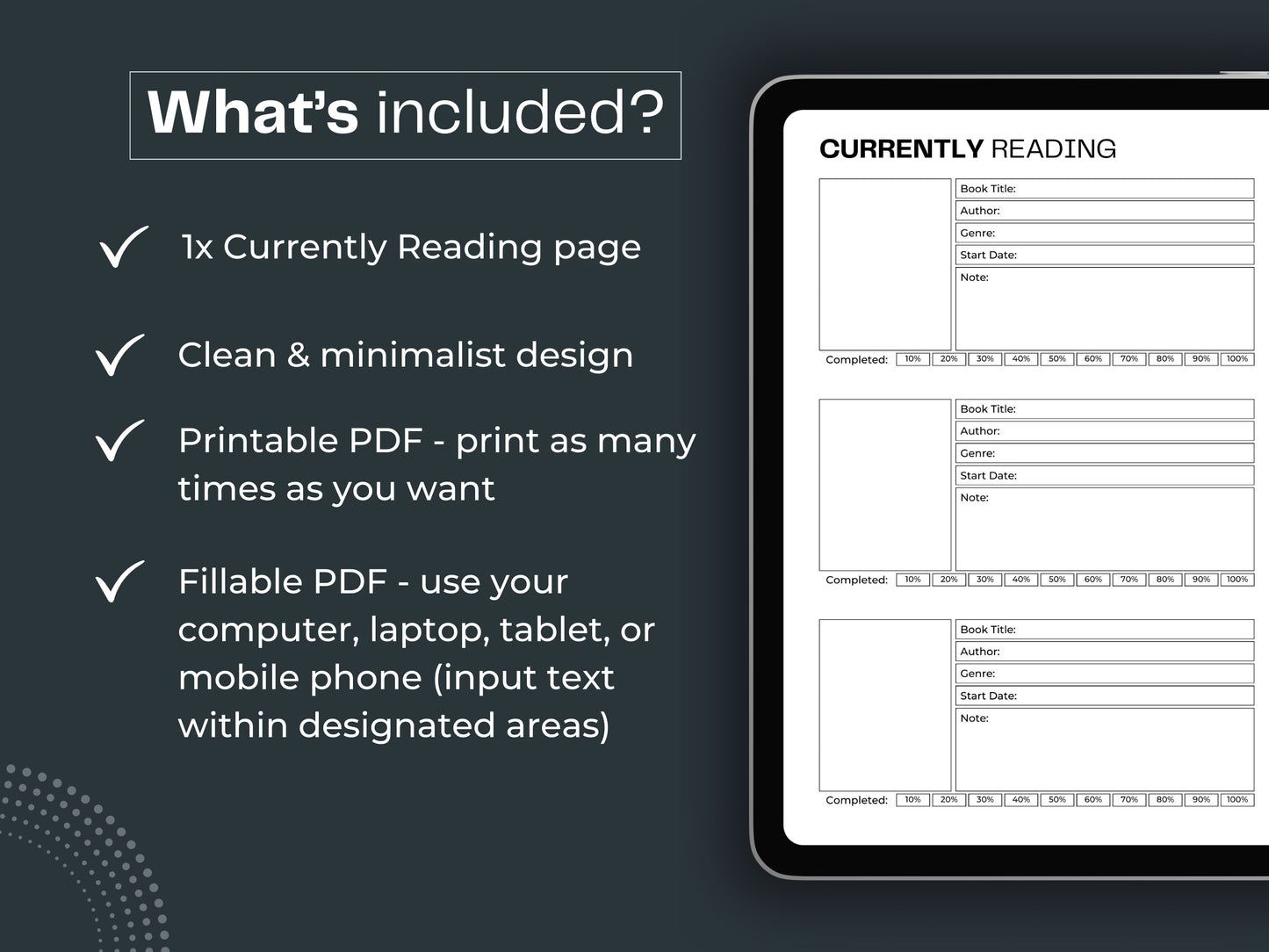 Currently Reading Template | Reading Planner Insert | Book Planner ...