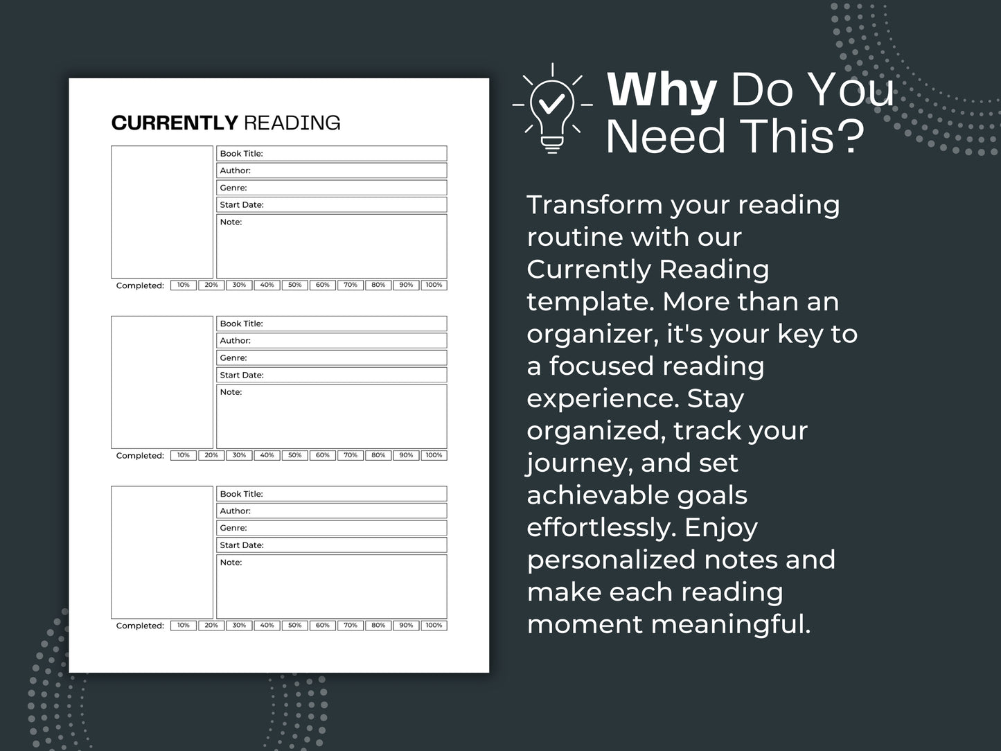 Currently Reading Template | Reading Planner Insert | Book Planner ...