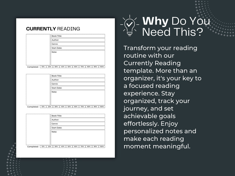 Currently Reading Template | Reading Planner Insert | Book Planner ...