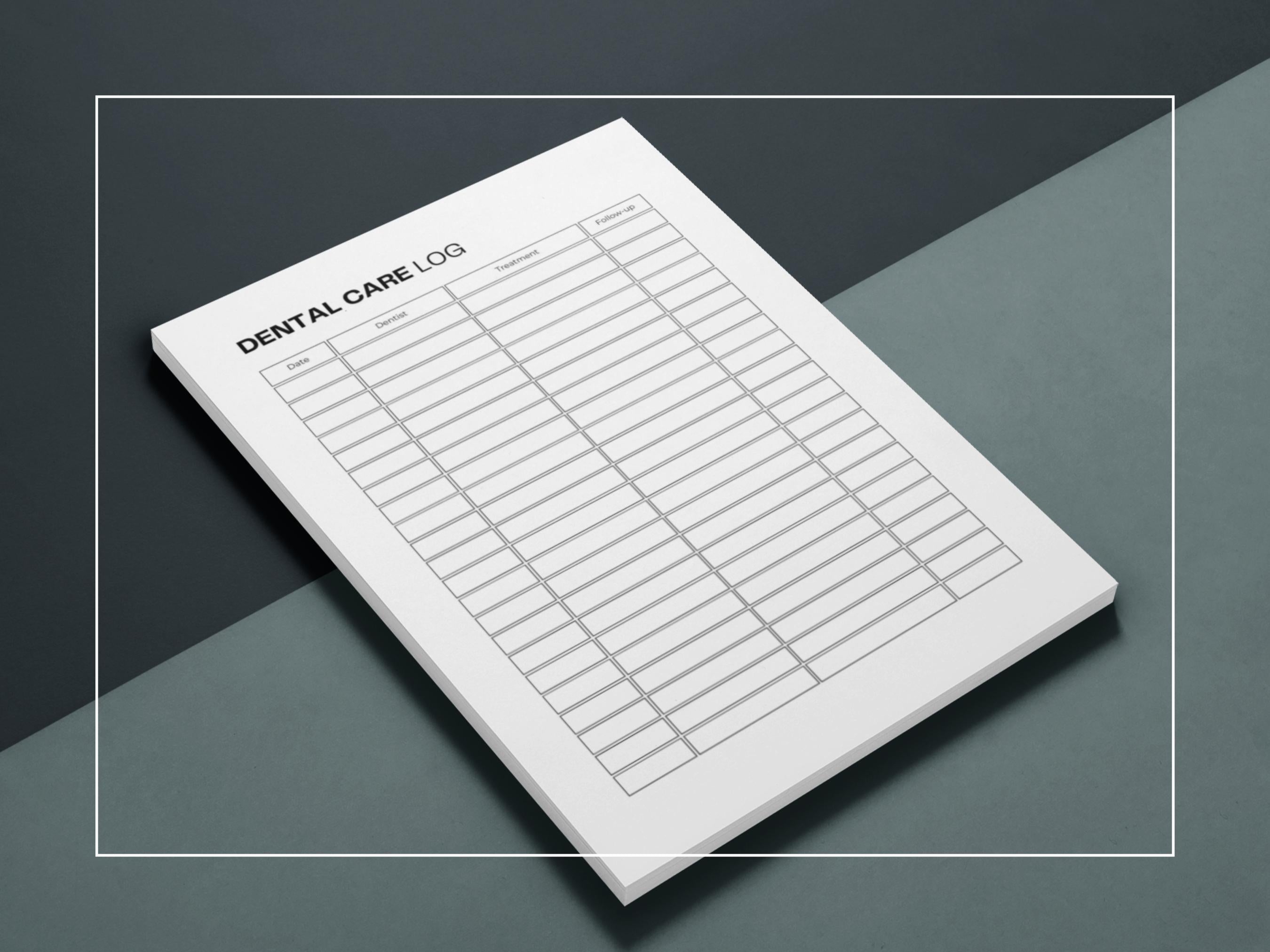 Dental Care Log | Dental Care Tracker Printable | Doctor Appointments ...