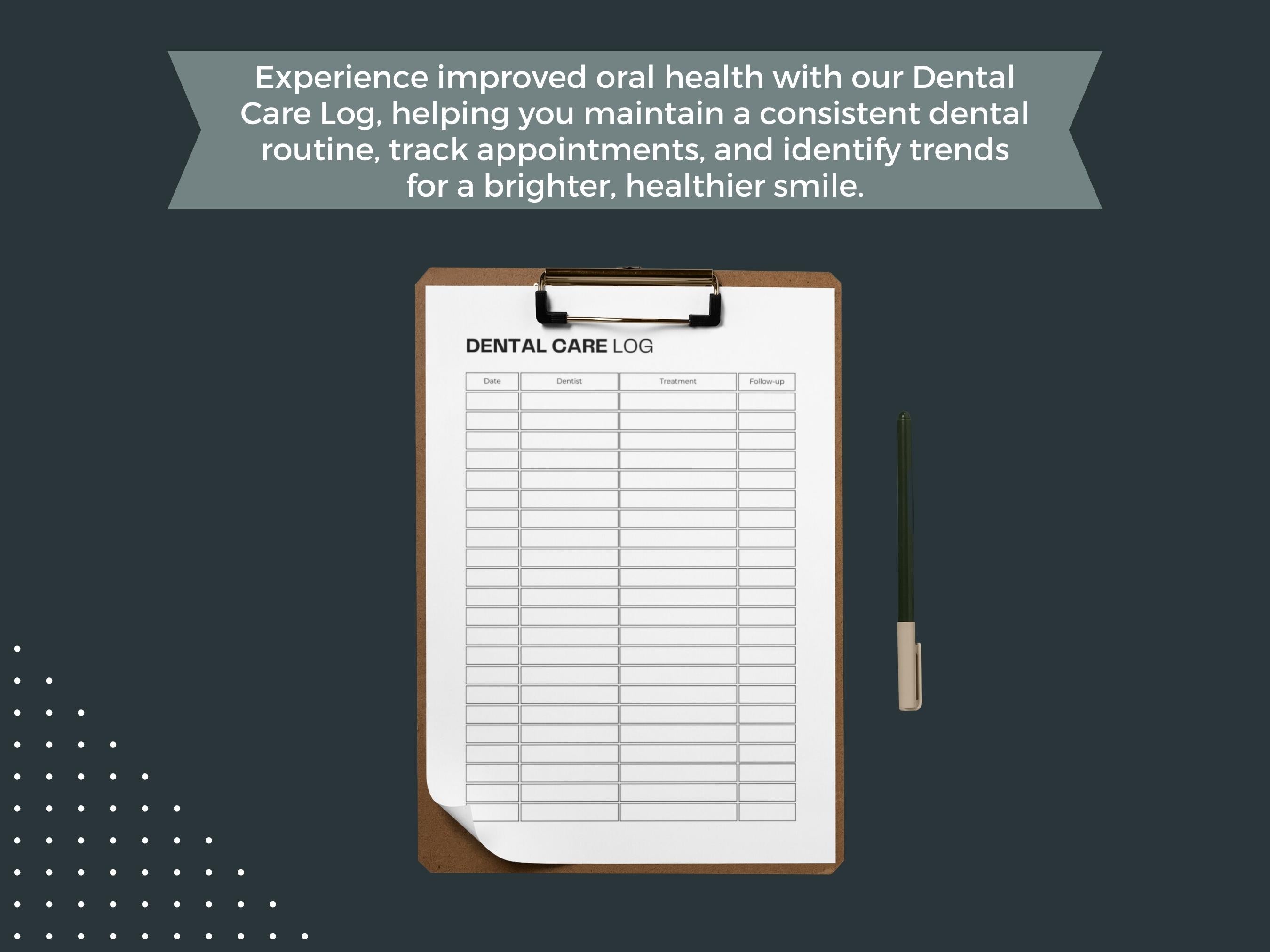 Dental Care Log | Dental Care Tracker Printable | Doctor Appointments ...
