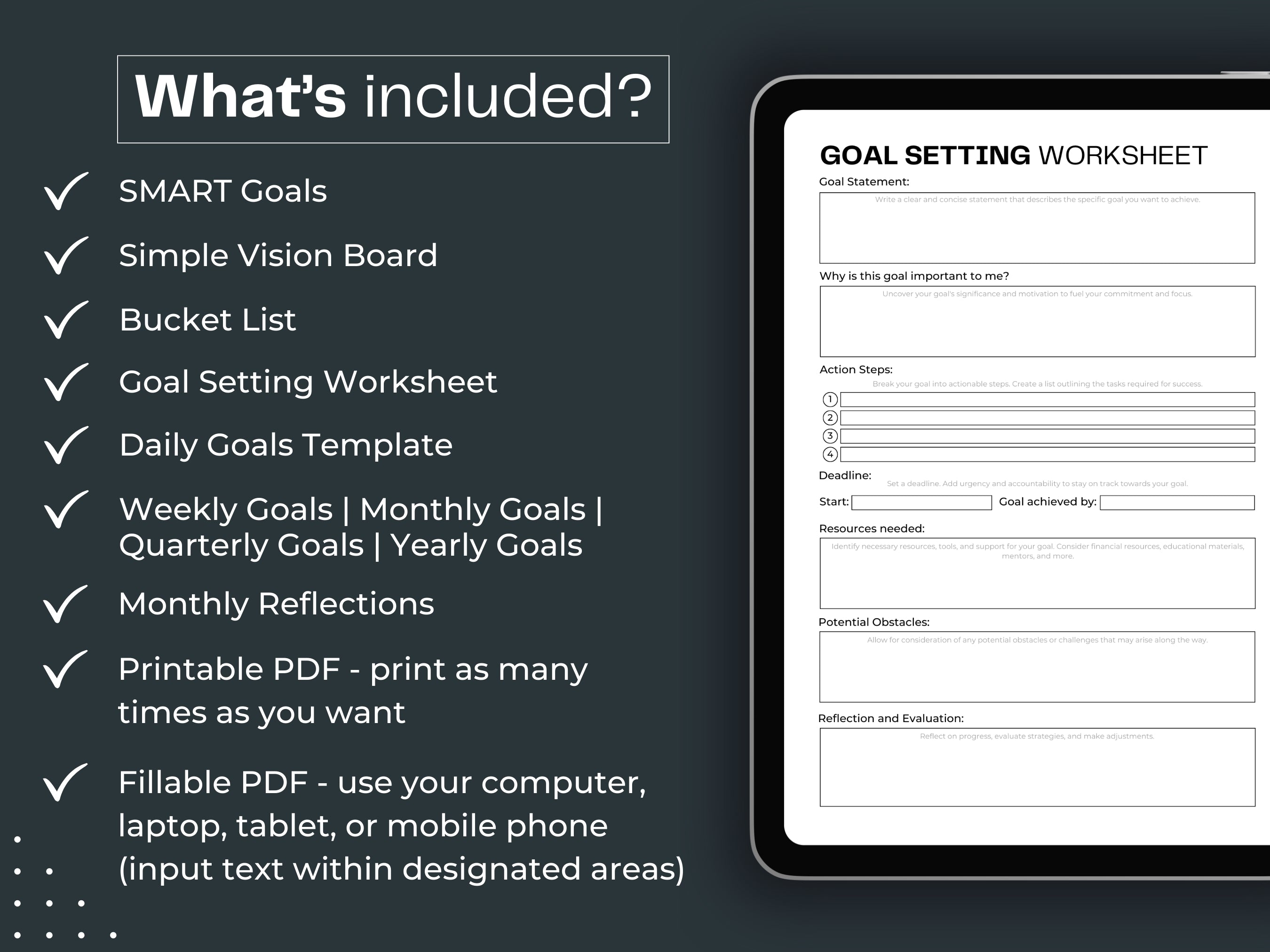 Goal Setting Worksheet | Goals Planner | Goal Setting Template – Nordic ...