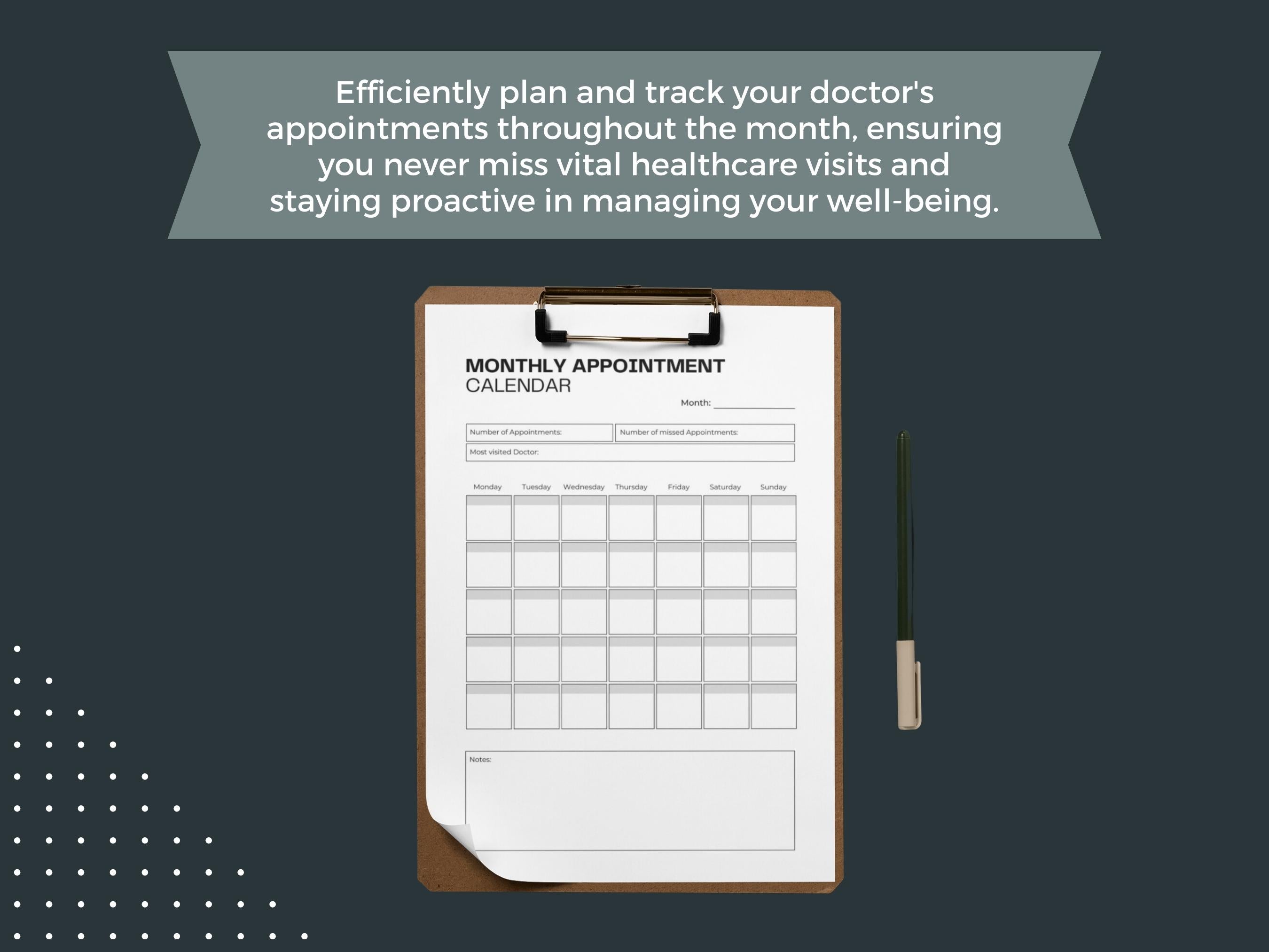 Monthly Appointment Calendar | Doctor Appointment Log – Nordic Planning Hub