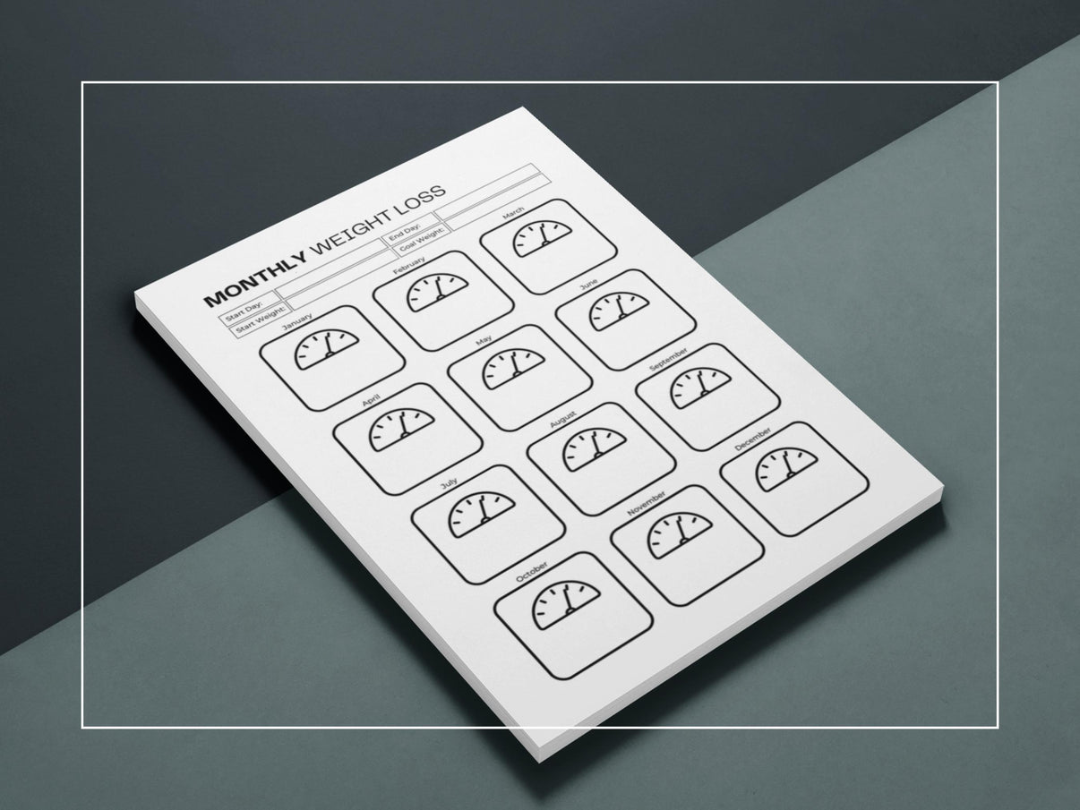 Monthly Weight Loss Tracker | Printable Visual Weight Loss Journey ...