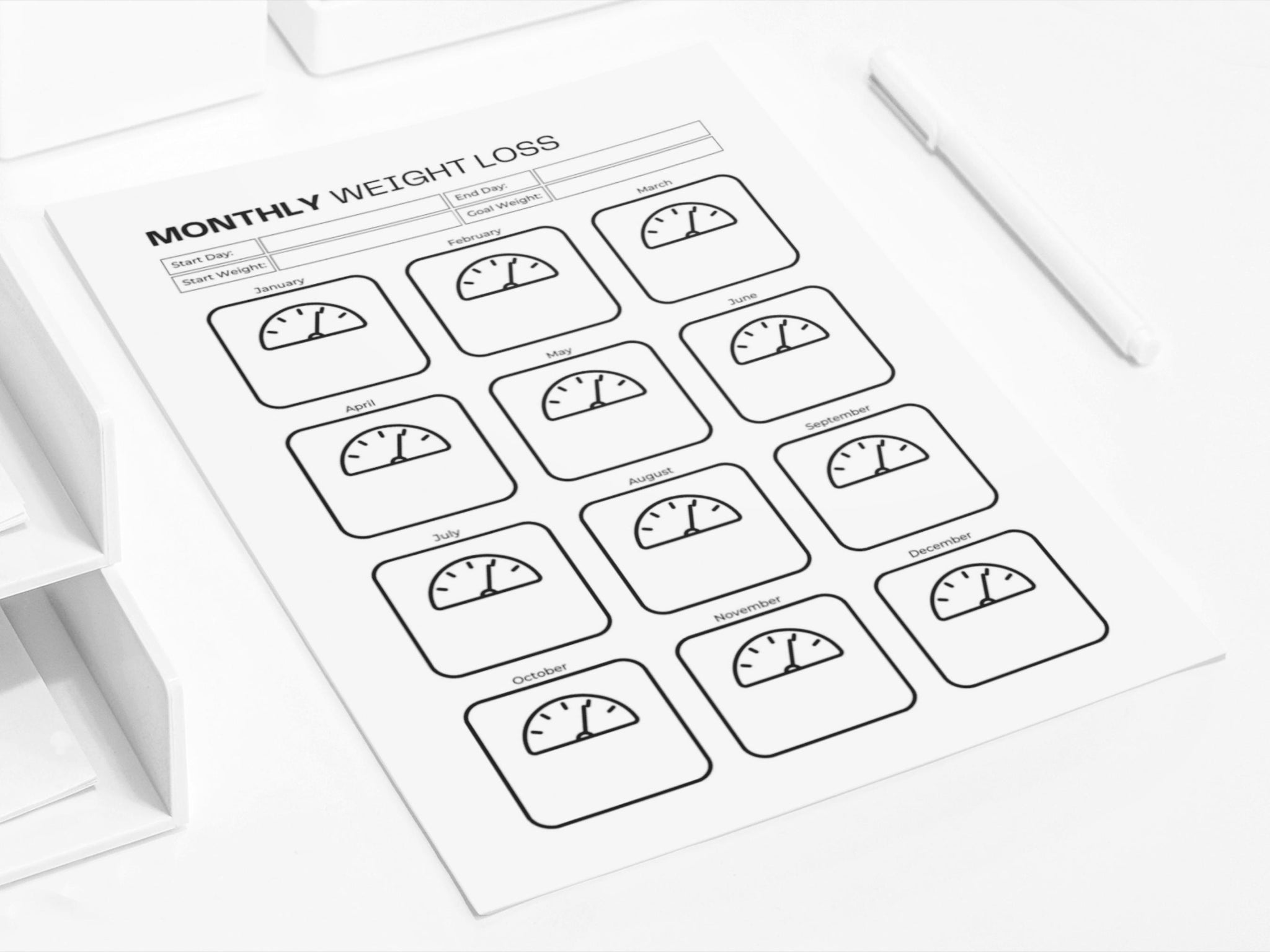 Monthly Weight Loss Tracker | Printable Visual Weight Loss Journey ...