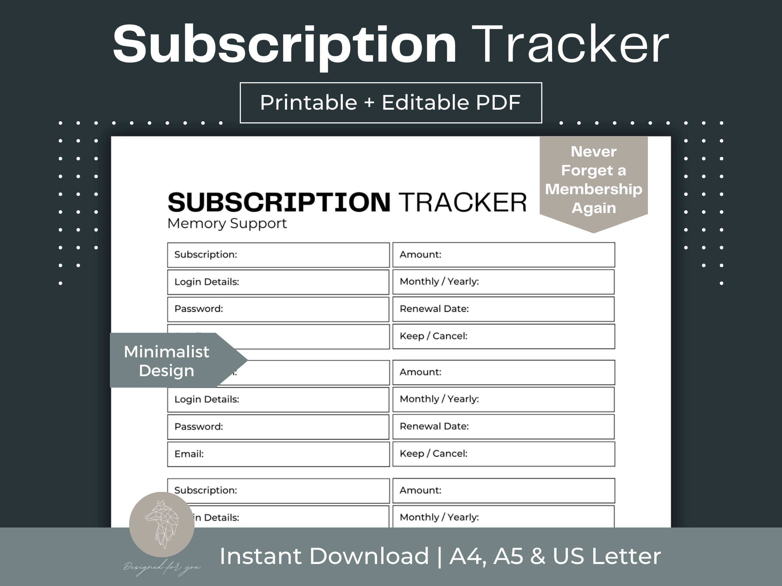 Subscription Tracker | Membership Tracker | Payment Tracker – Nordic Planning Hub