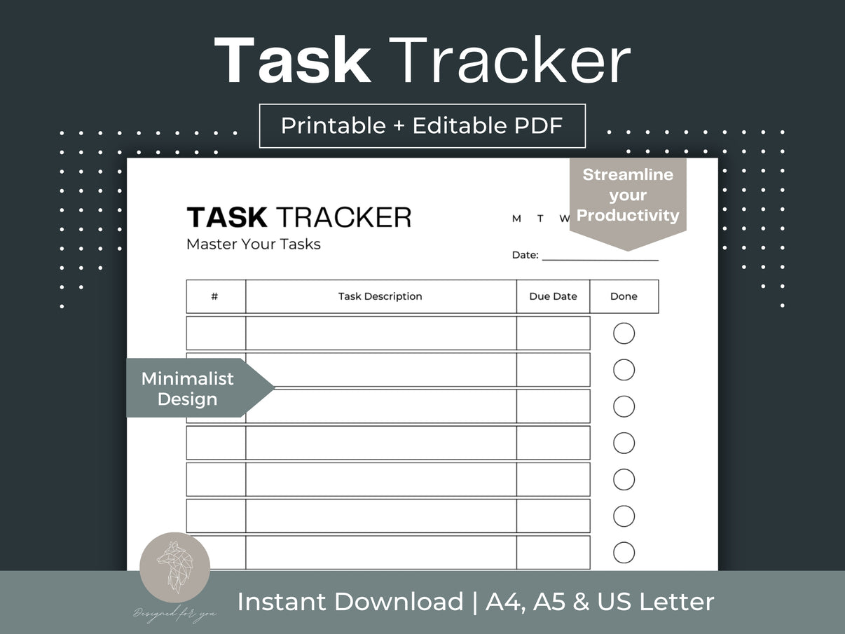 Task Tracker | Daily To Do List | Productivity Planner – Nordic ...