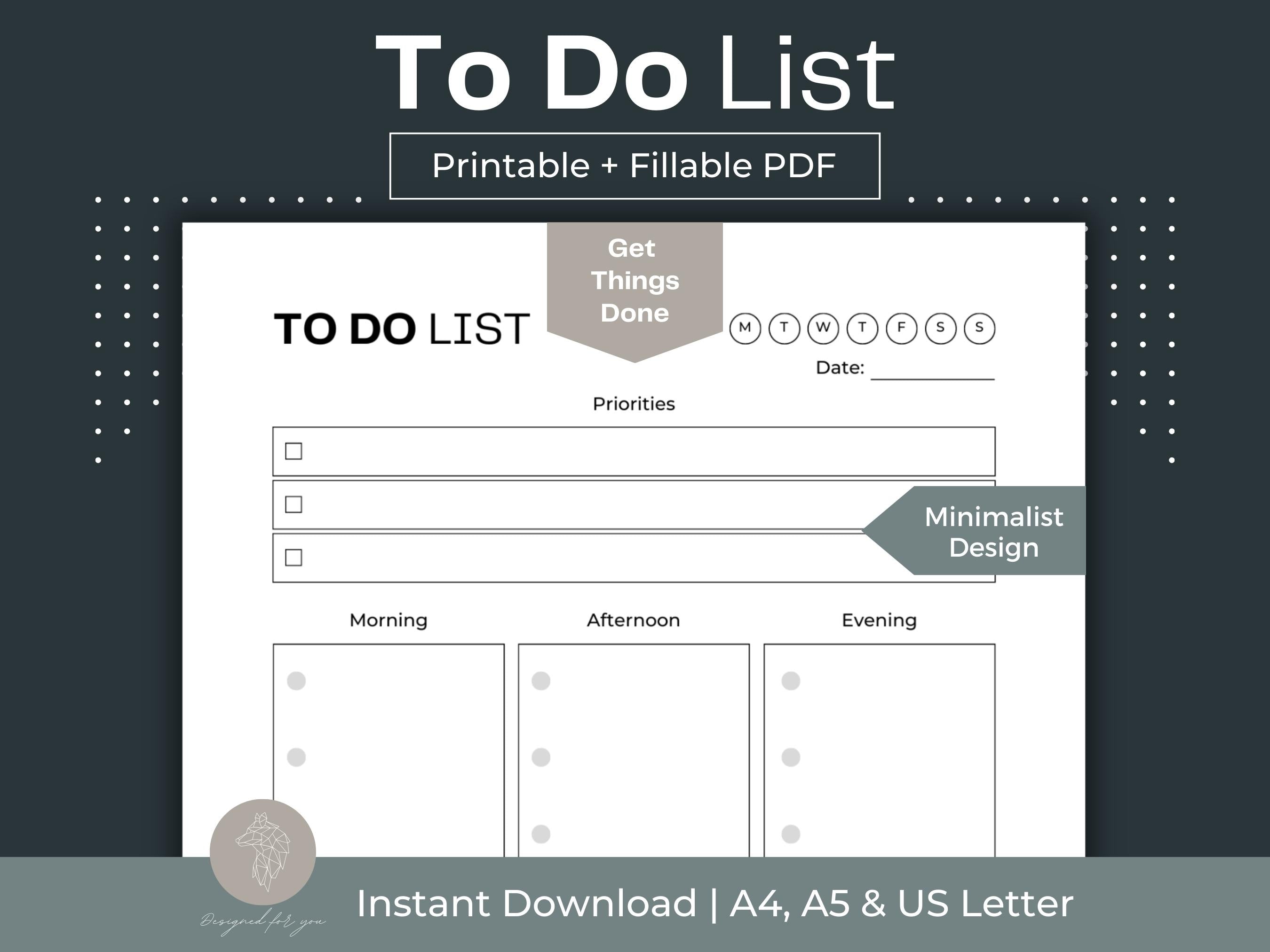 To Do List Printable | Daily Planner | To Do Checklist – Nordic ...