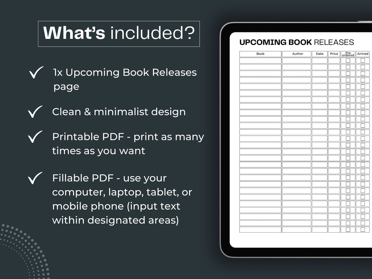 Upcoming Book Releases | Book Reading Planner Printable – Nordic ...