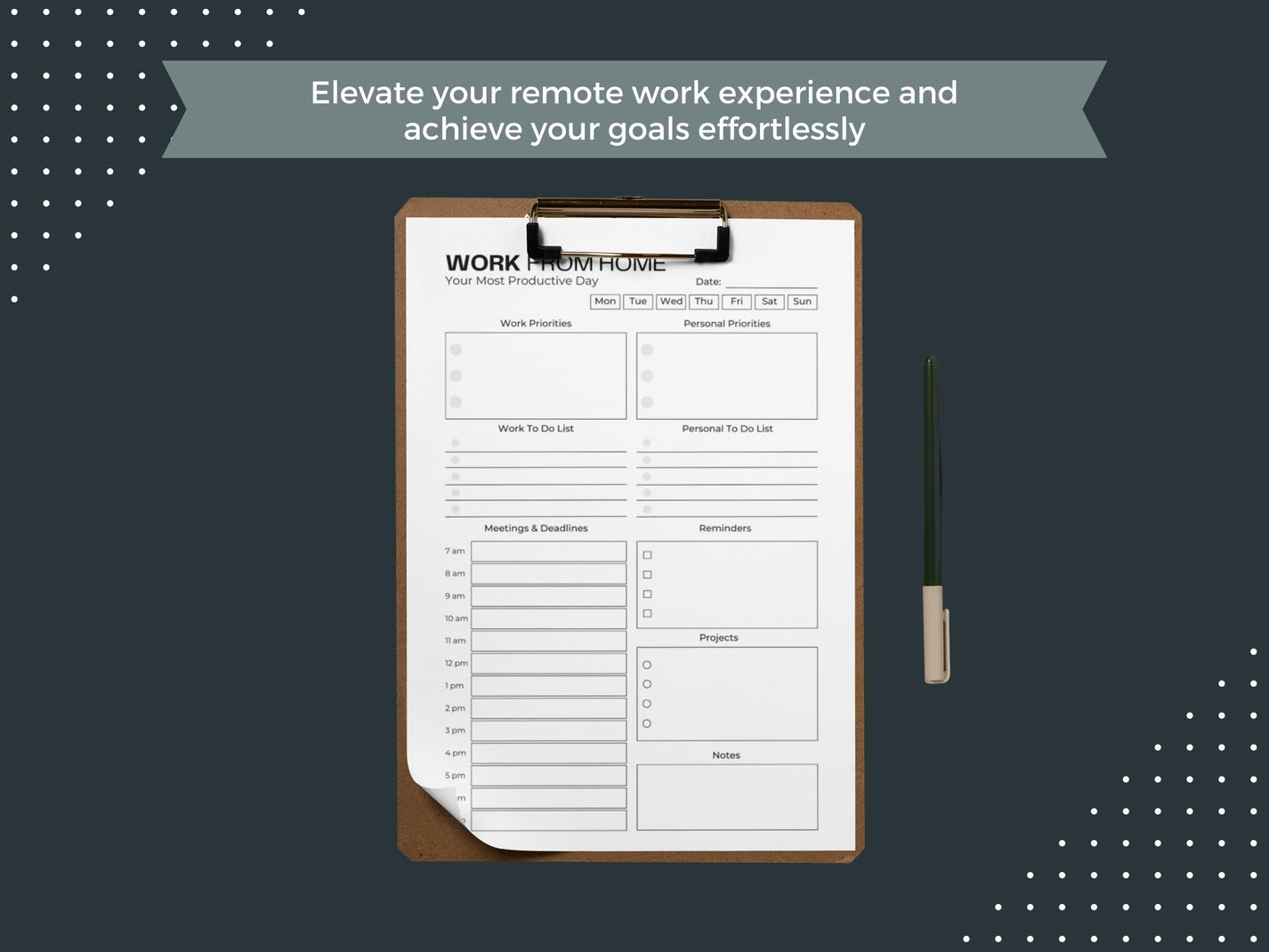 Work From Home Planner | To Do List Printable | Daily Work Schedule ...