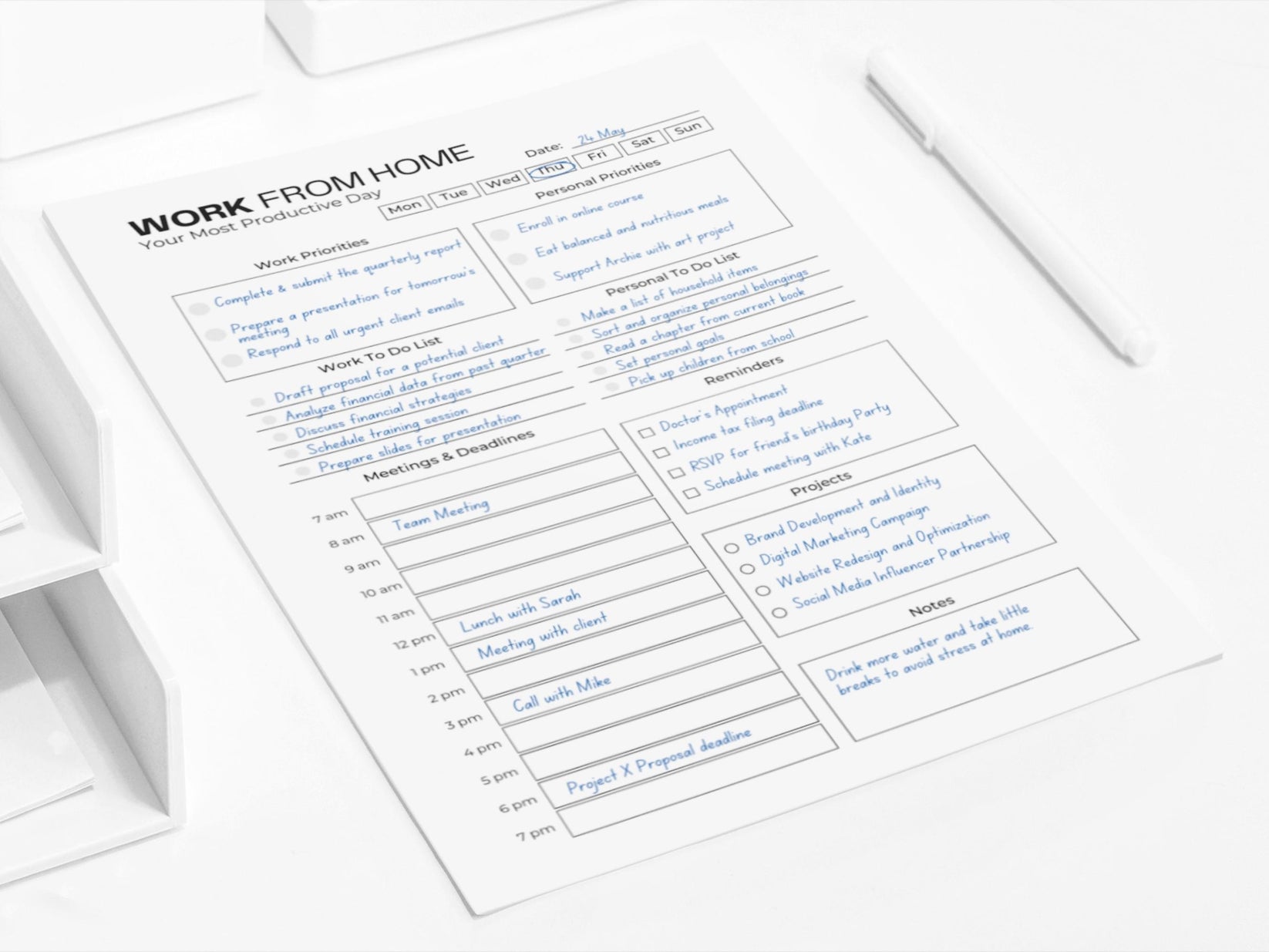 Work From Home Planner | To Do List Printable | Daily Work Schedule – Nordic Planning Hub